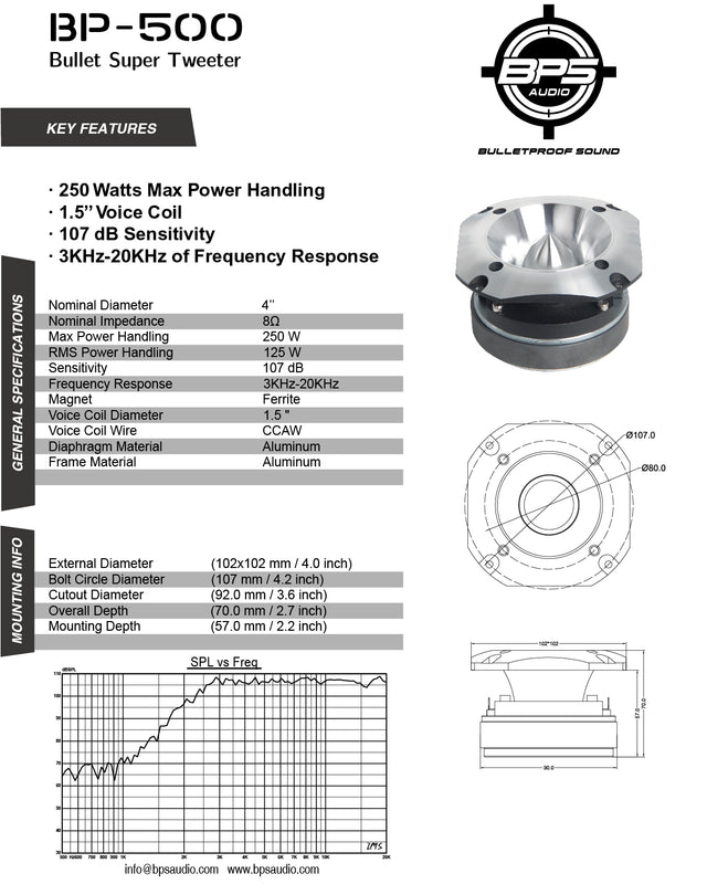 BP-500 BULLET SUPER TWEETER -BPS AUDIO-